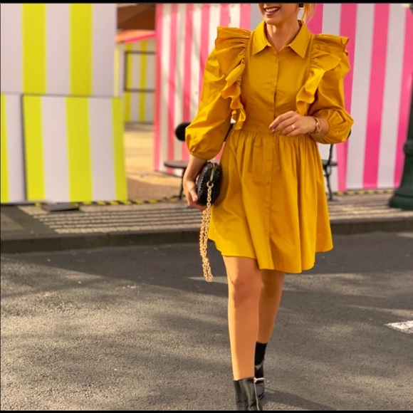 Zara | Dresses | Zara Yellow Ruffled Dress | Poshmark
